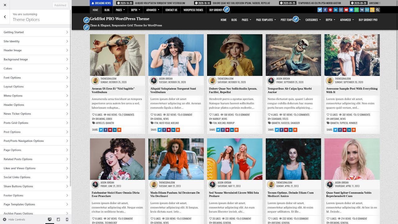 Customizer Theme Options Gridhot Pro Wordpress Theme Youtube
