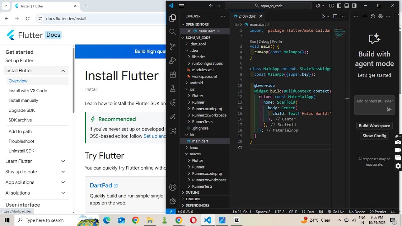 Install Flutter On Windows Vs Code No Visual Studio Community Youtube