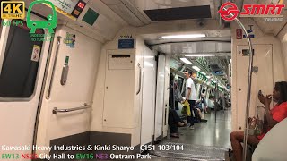 ⁴ᴷ⁶⁰ Less Crowded Smrt Trains Ewl Train Ride City Hall Outram Pk ...