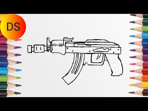 How To Draw A Gun Draco Ak 47 Stop By Step Drawing Tutorial