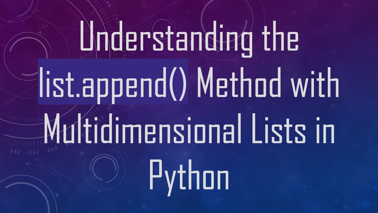 Understanding The List Append Method With Multidimensional Lists In