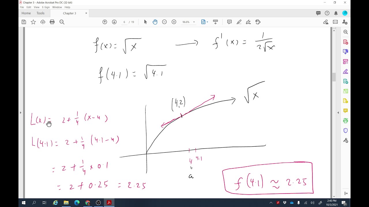 3 11 Linearization And Differentials Youtube