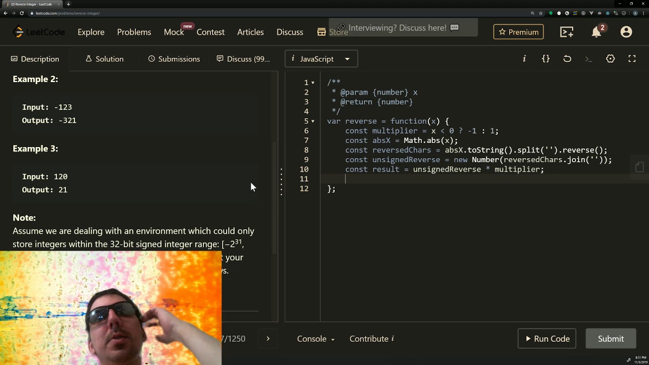 Js Leetcode Reverse Integer Youtube