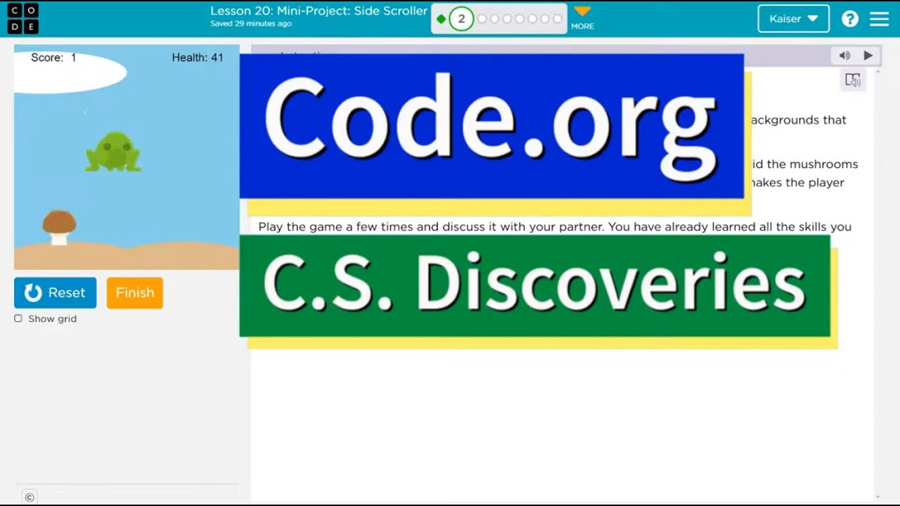 Code Org Lesson 21 1 And 21 2 Mini Project Side Scroller Tutorial
