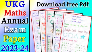 Ukg Maths Annual Exam Paper 2023 24 Ukg Math Annual Exam Paper Ukg ...