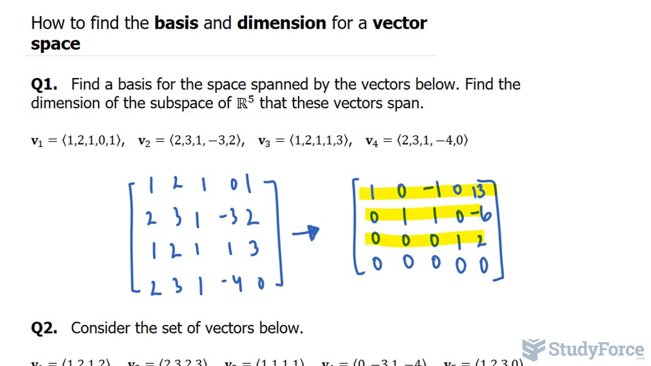 Vector Space Basis Example Vector Spaces Linear Algebra Part 5