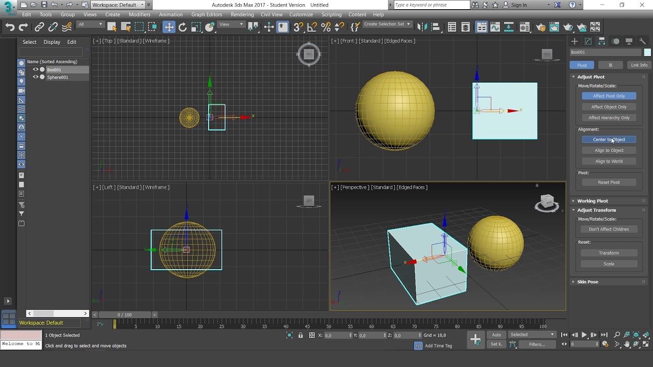 04 19 Transformations Pivot Point 3d Modeling Basics Of 3ds Max