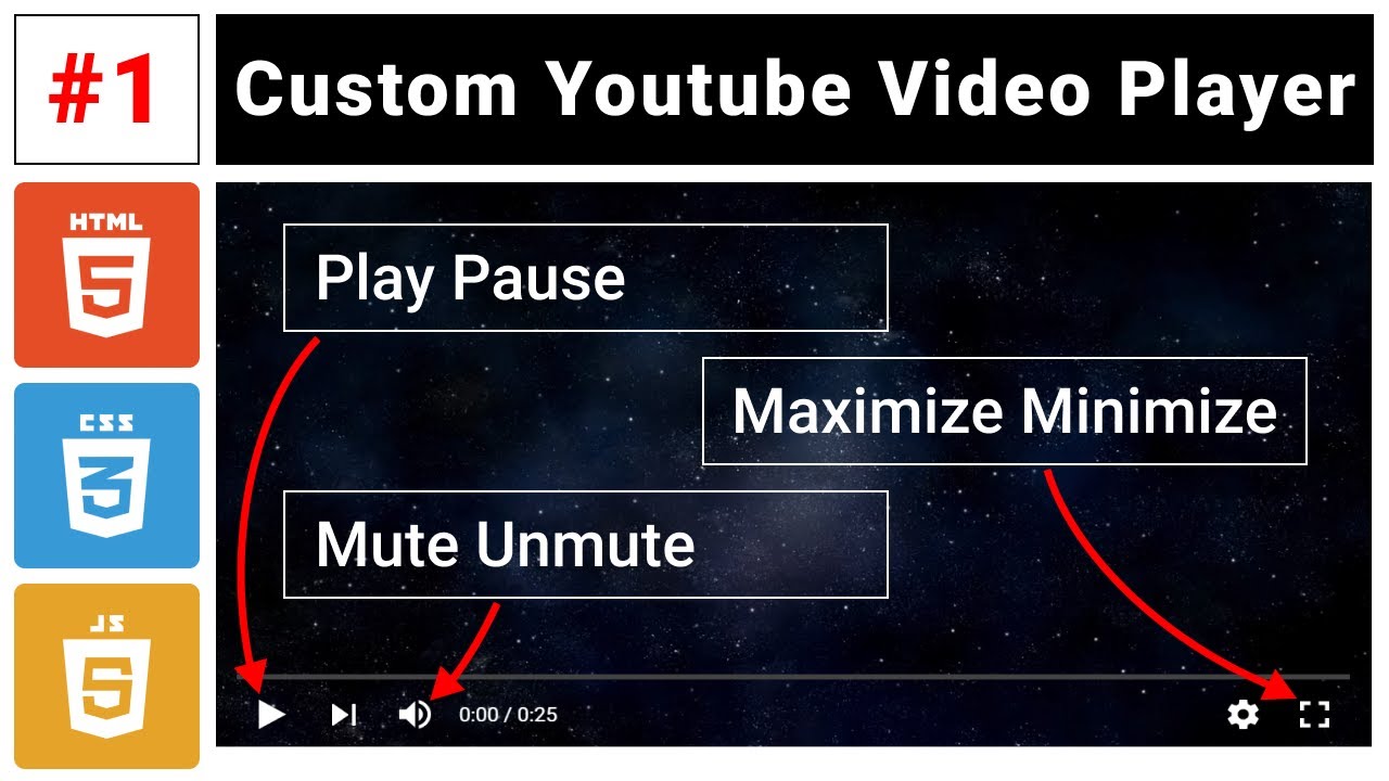 1 Video Player Play Pause Function Html Css And Javascript