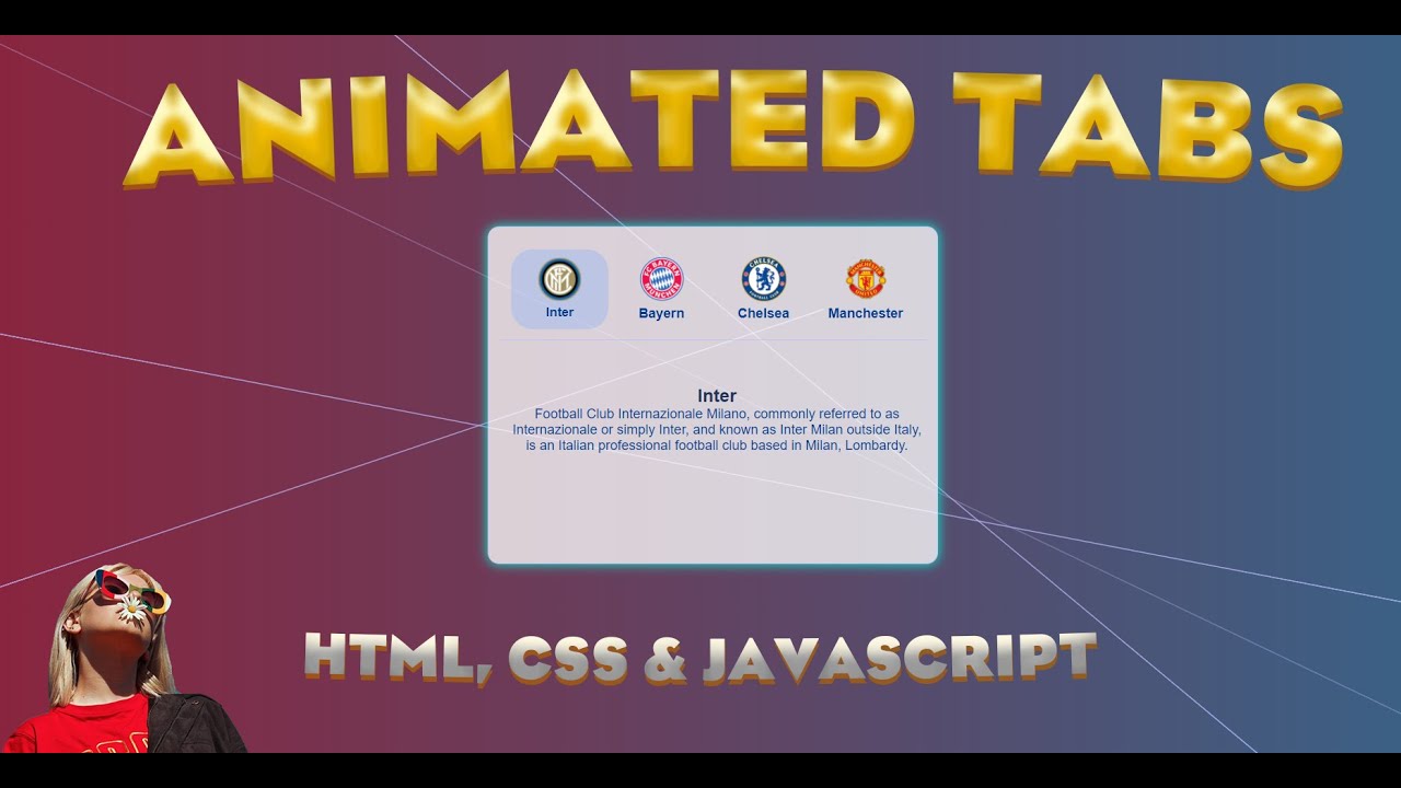 How To Create Animated Tabs Using Html Css Javascript Youtube