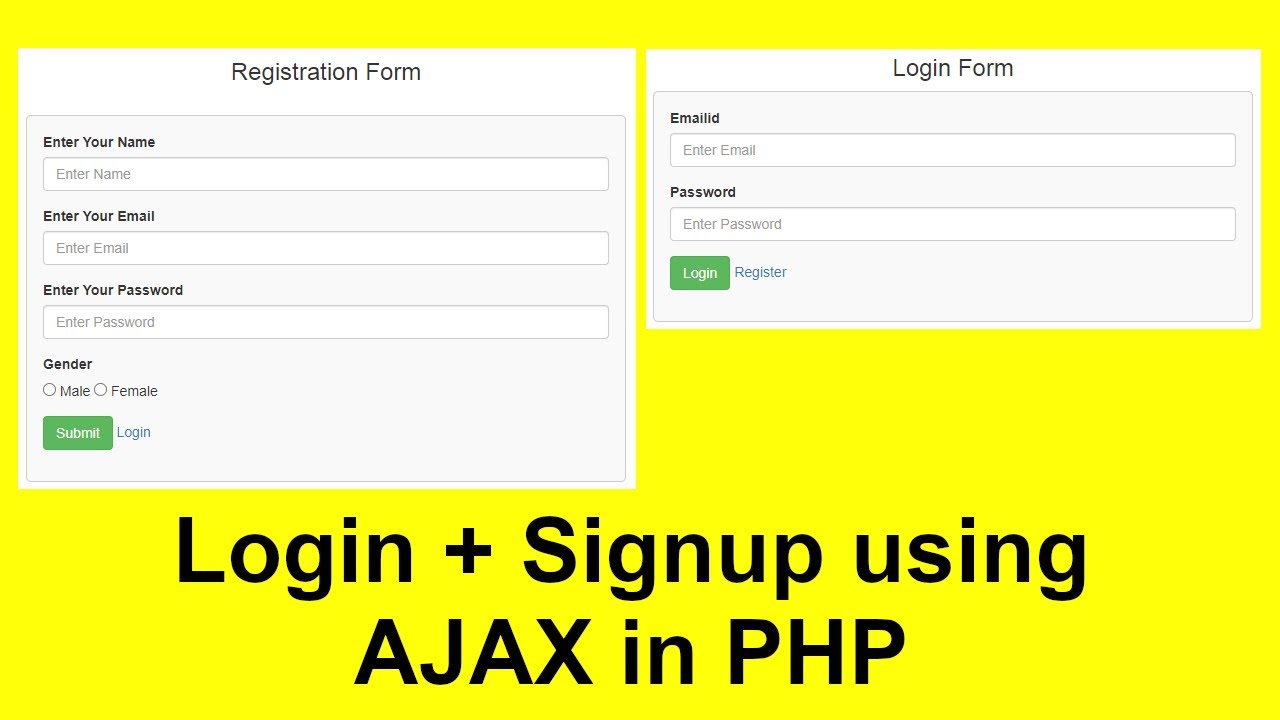 Login Signup Using Jquery Ajax In Php Mysql With Source Code Youtube