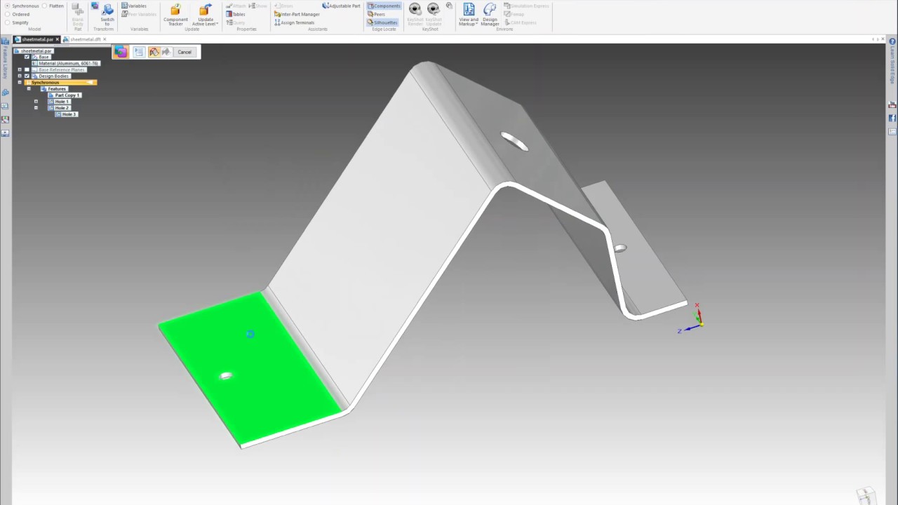 Solid Edge Thin Part To Sheet Metal Youtube