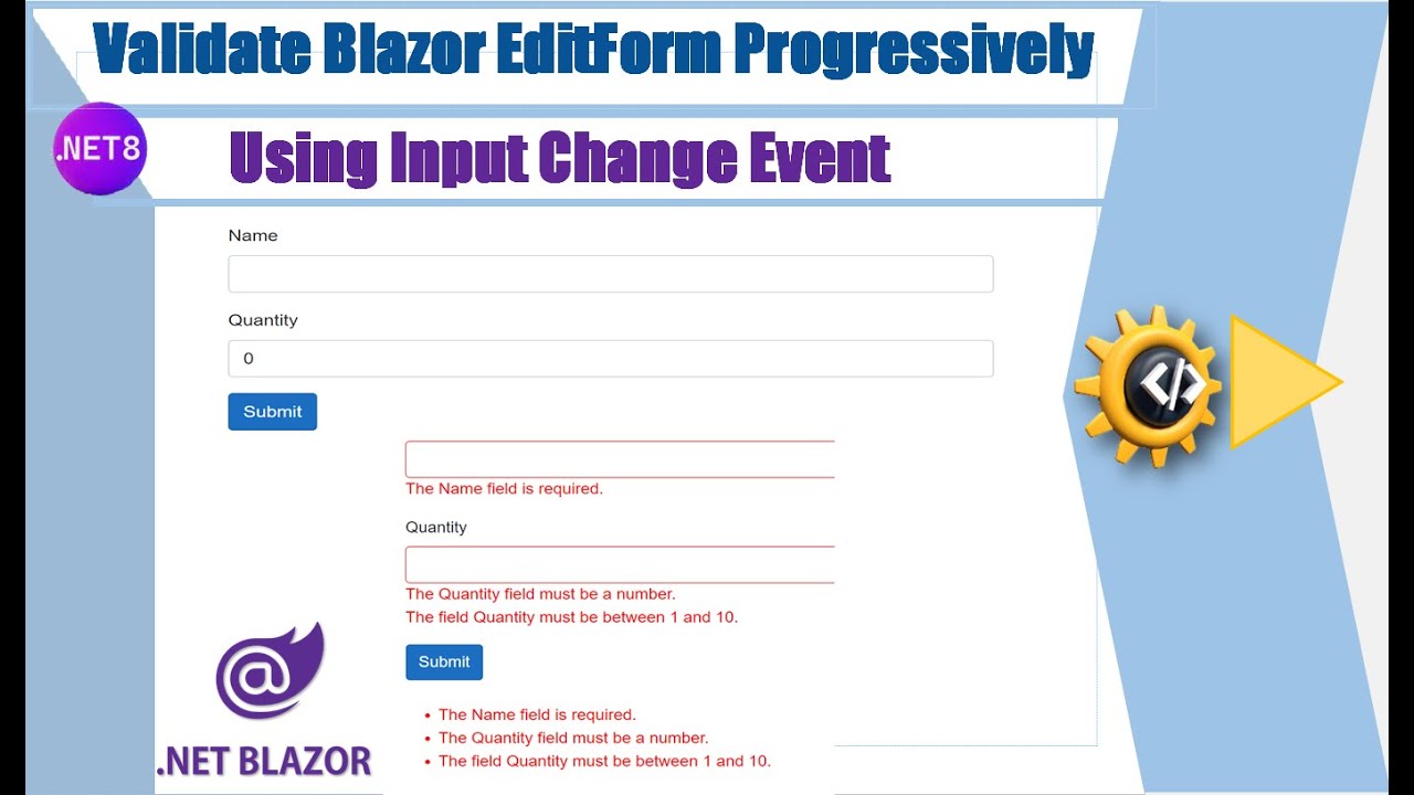 Validate Blazor Editform Progressively Using Inputchange Event Youtube