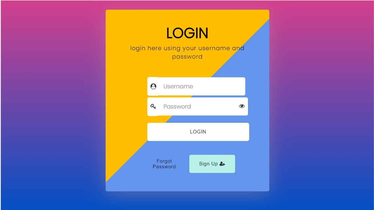 Login Page Tutorial Html Css Youtube