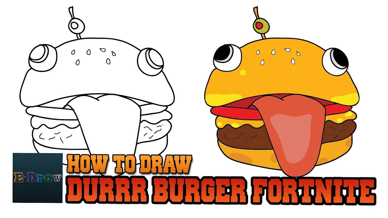 How To Draw Durr Burger Fortnite Easy Step By Step For Kids Durrr