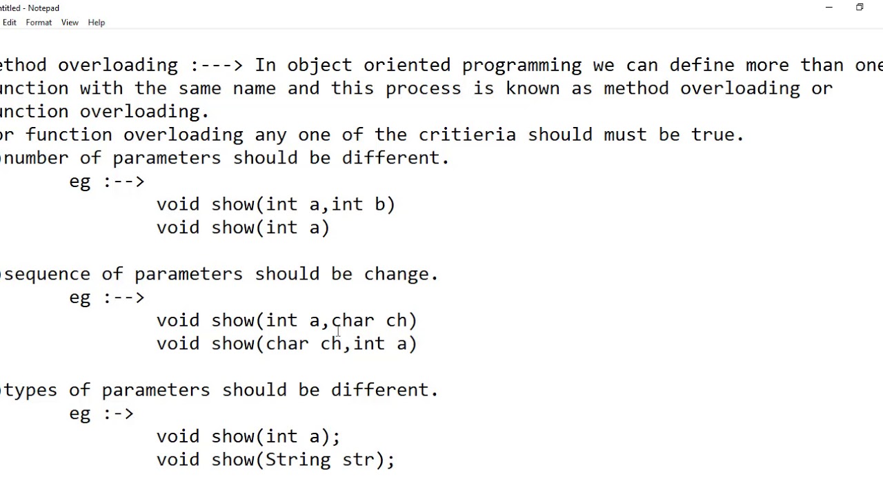 Polymorphism Method Overloading In Java Unanth Learnings Youtube