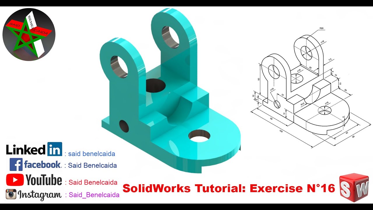 Solidworks Tutorial For Beginners Exercise 16 Youtube