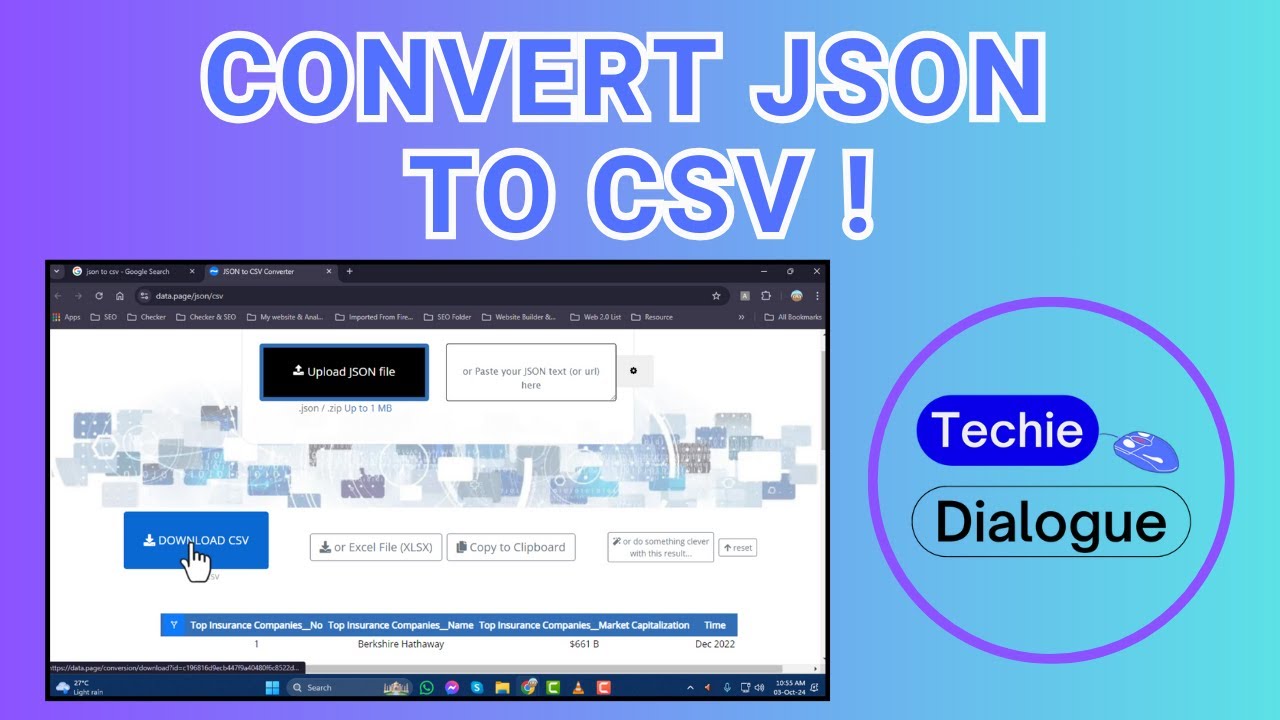 How To Convert Json To Csv Youtube