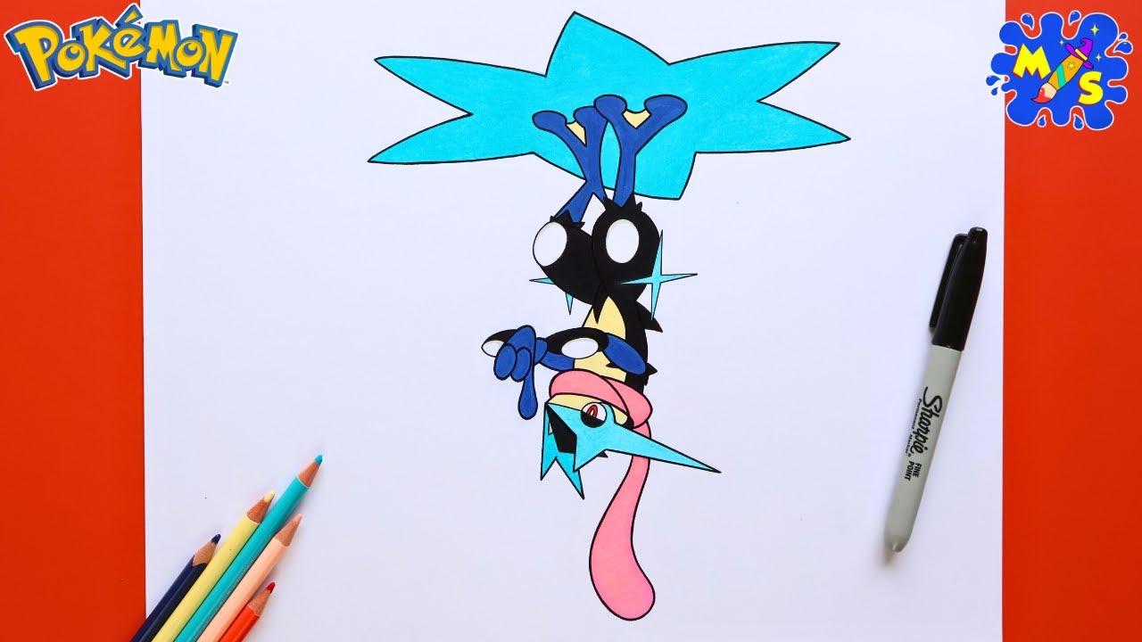 Mega Greninja Drawing How To Draw Mega Greninja From Pokemon Youtube