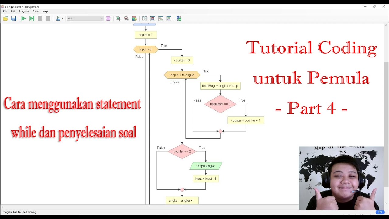 Tutorial Coding Cara Menggunakan Looping While Dalam Flowgorithm
