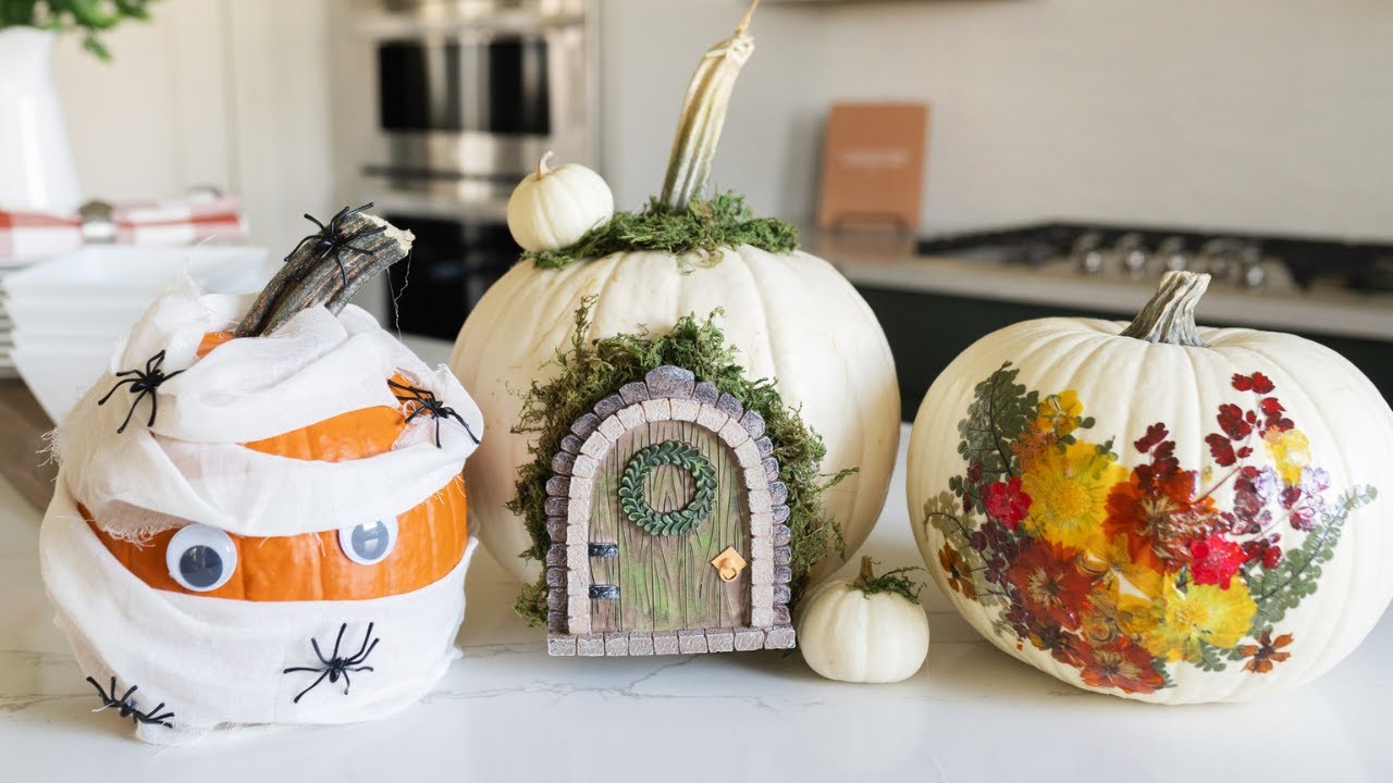 3 Diy No Carve Pumpkin Decorating Ideas For Halloween Youtube