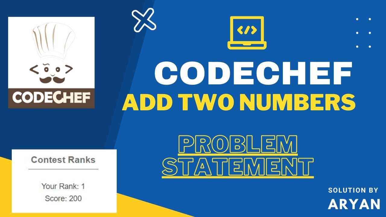Add Two Number Codechef Problem 1 Statement Youtube