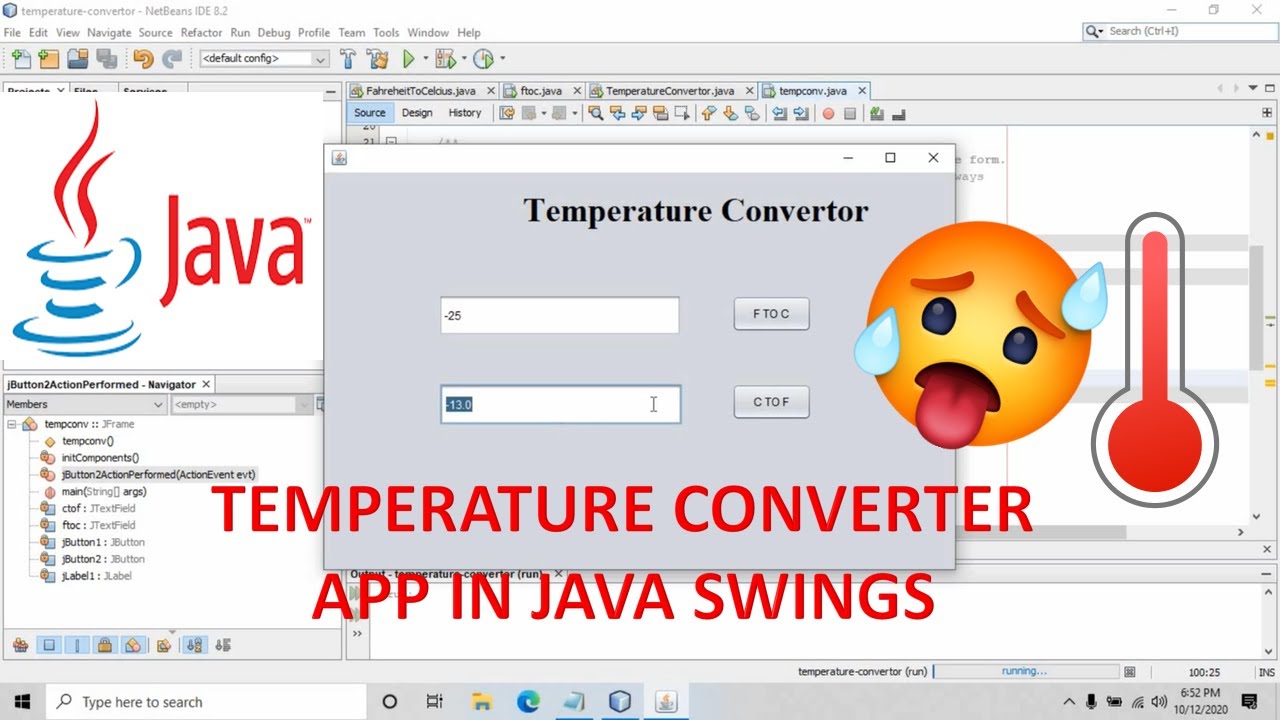 How To Create Temperature Converter App Using Java Swings Fahrenheit