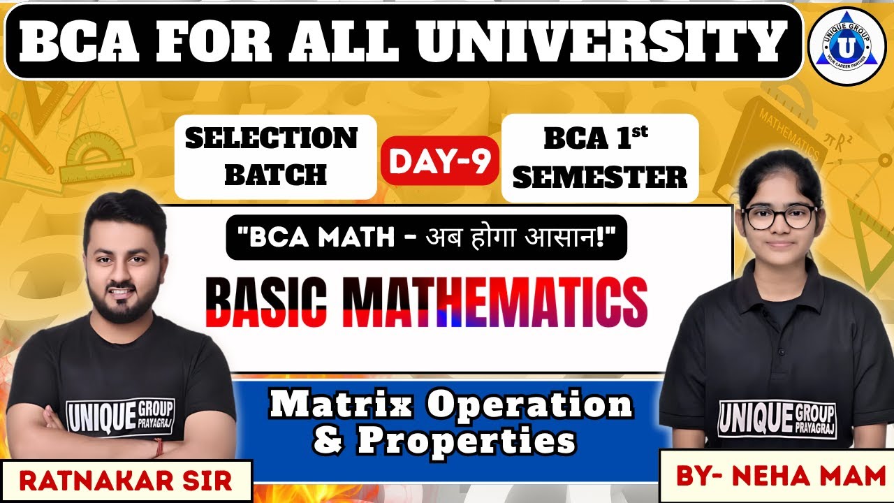 Bca Mathematics Bca 1st Sem Matrix Operation Properties Day