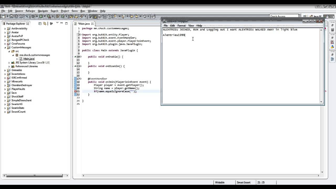 Bukkit Plugin Tutorial First Plugin Youtube