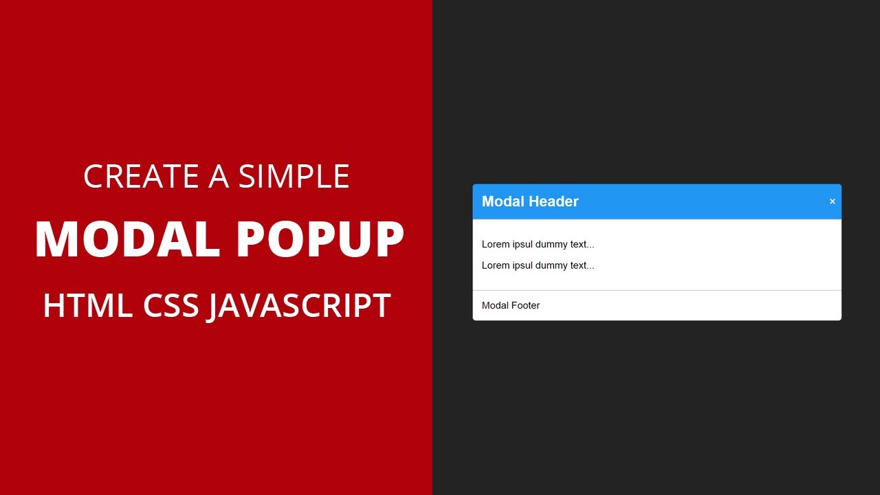 How To Create A Modal Box With Html Css And Javascript Youtube