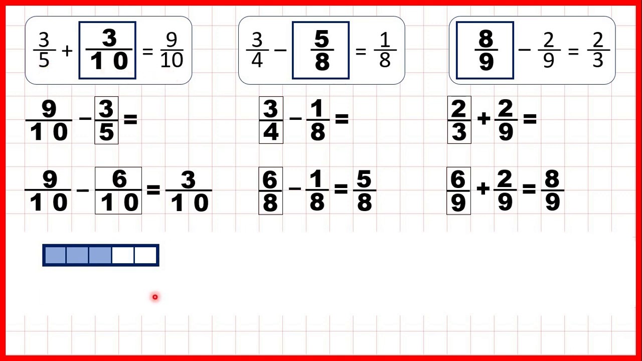 Solve Missing Number Problems For Addition And Subtraction Of Fractions