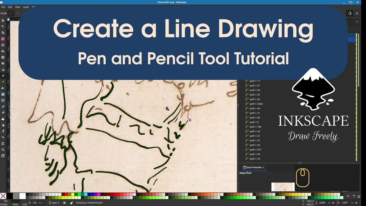 Inkscape 1 3 Create A Line Drawing Pen And Pencil Tool Tutorial