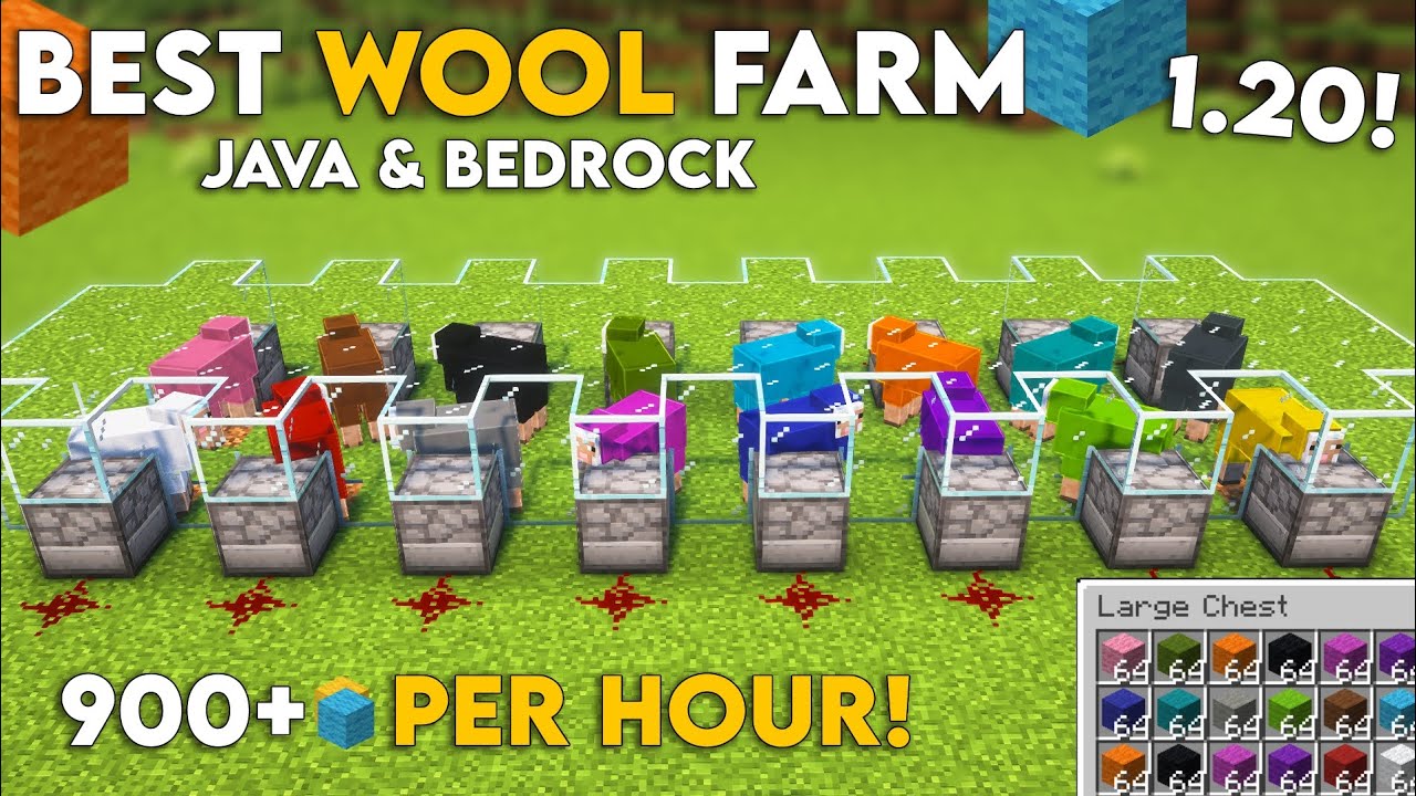 Minecraft Easiest Wool Farm Tutorial 1 20 Wool Farm Java Bedrock