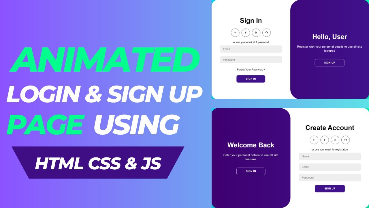 Animated Login Sign Up Page Using Html Css And Javascript Website