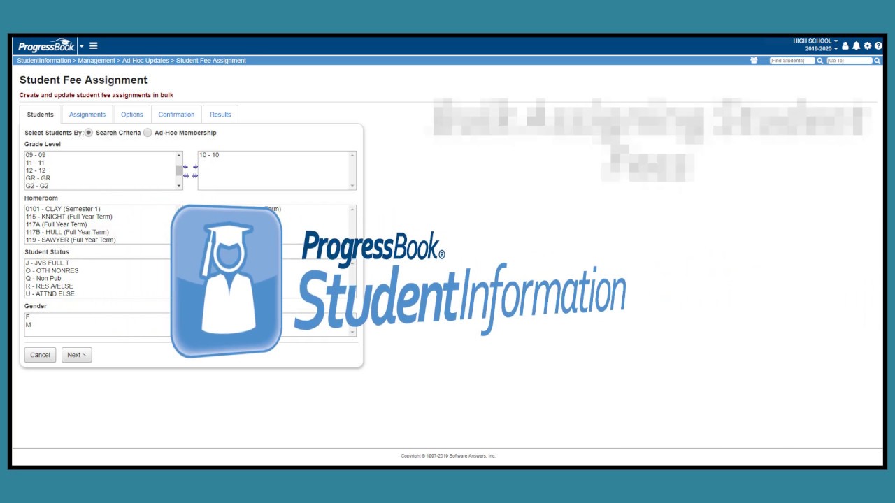 Progressbook Studentinformation Bulk Assigning Student Fees Youtube