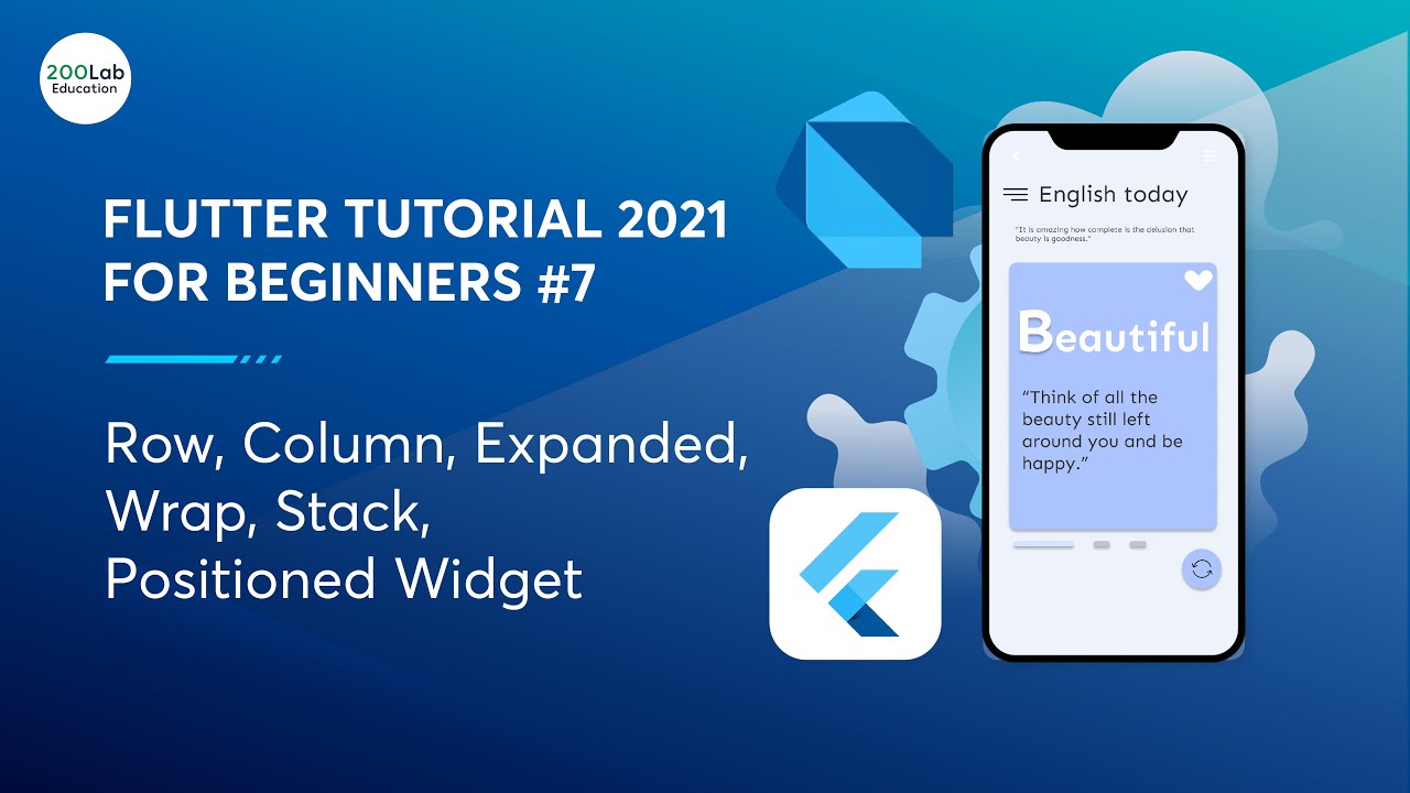 Flutter Tutorial 2021 For Beginners 7 Row Column Expanded Wrap