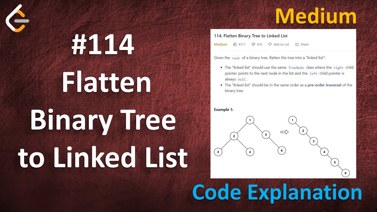 Flatten Binary Tree To Linked List Live Coding With Explanation