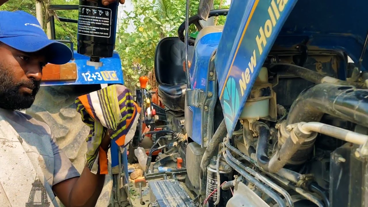 New Holland Tractor Engine Oil Fuel Filter Change Process Youtube
