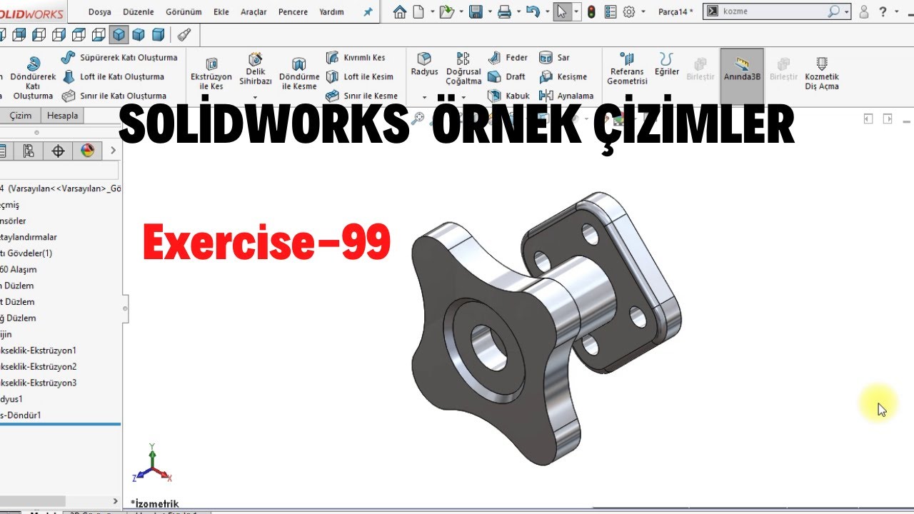 Soli̇dworks örnek çi̇zi̇mler Exercise 99 Solidworks Youtube