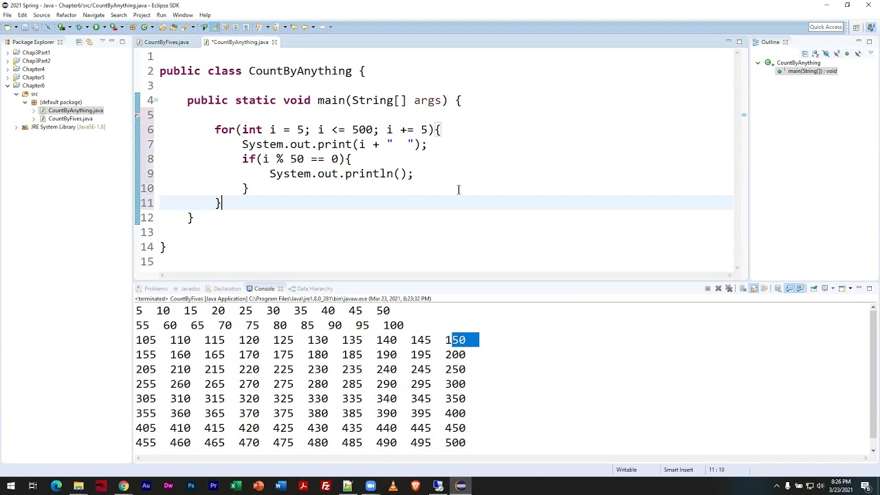 Java Programming 1 Chapter 6 Exercises 1 2 3 6 12 Spring