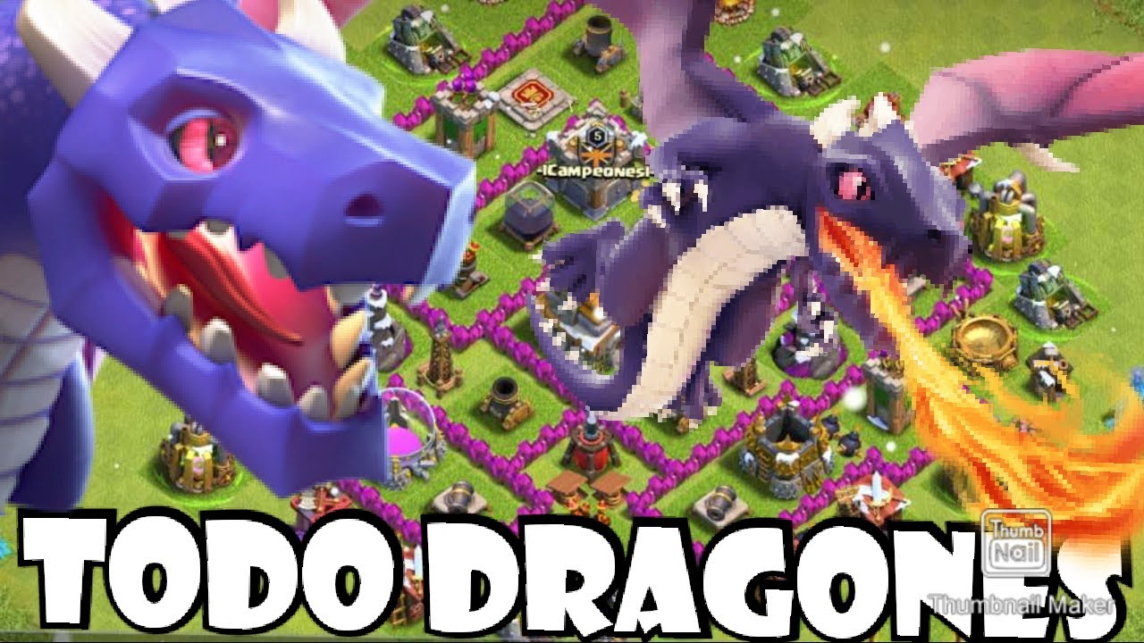 Atacando Con Todo Dragones Clash Of Clans Youtube