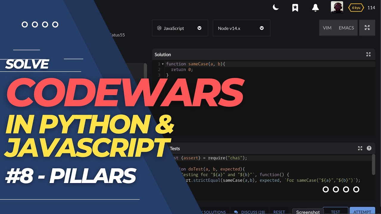 Codewars 8 Pillars Solved In Python Javascript Youtube