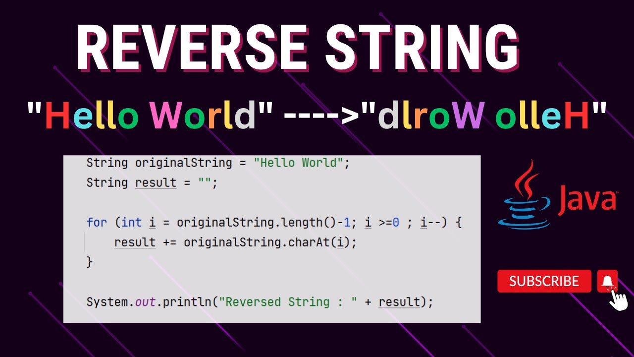 Frequently Asked Java Program Reverse A String Youtube