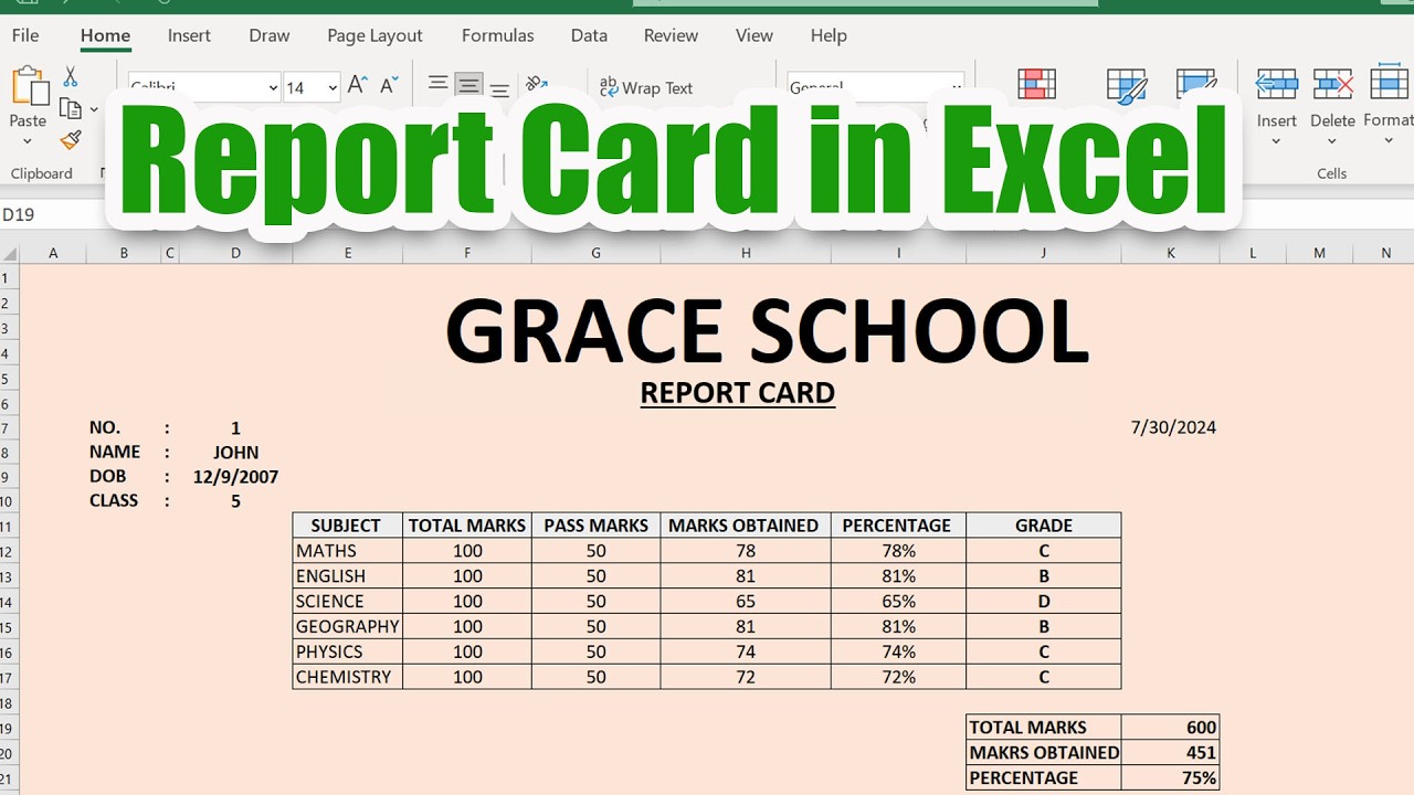 Report Card Making In Excel Sheet Infoupdate Org