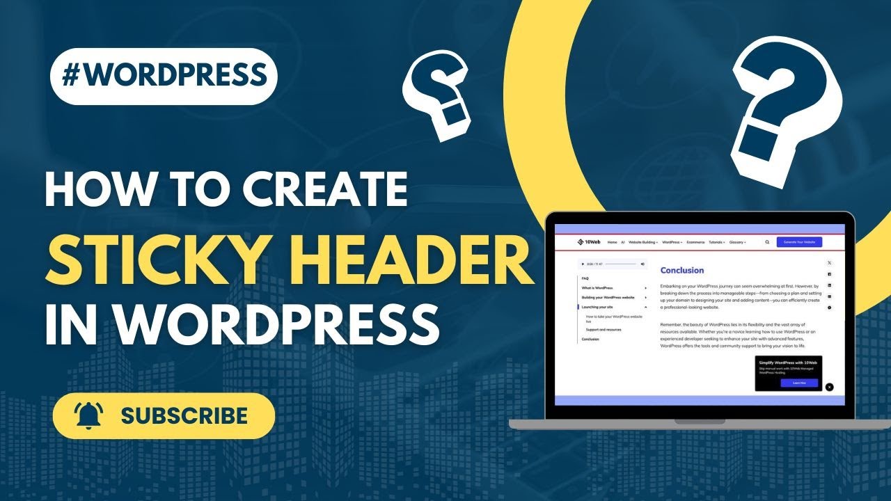 How To Create Sticky Header In Wordpress Step By Step Tutorial Youtube