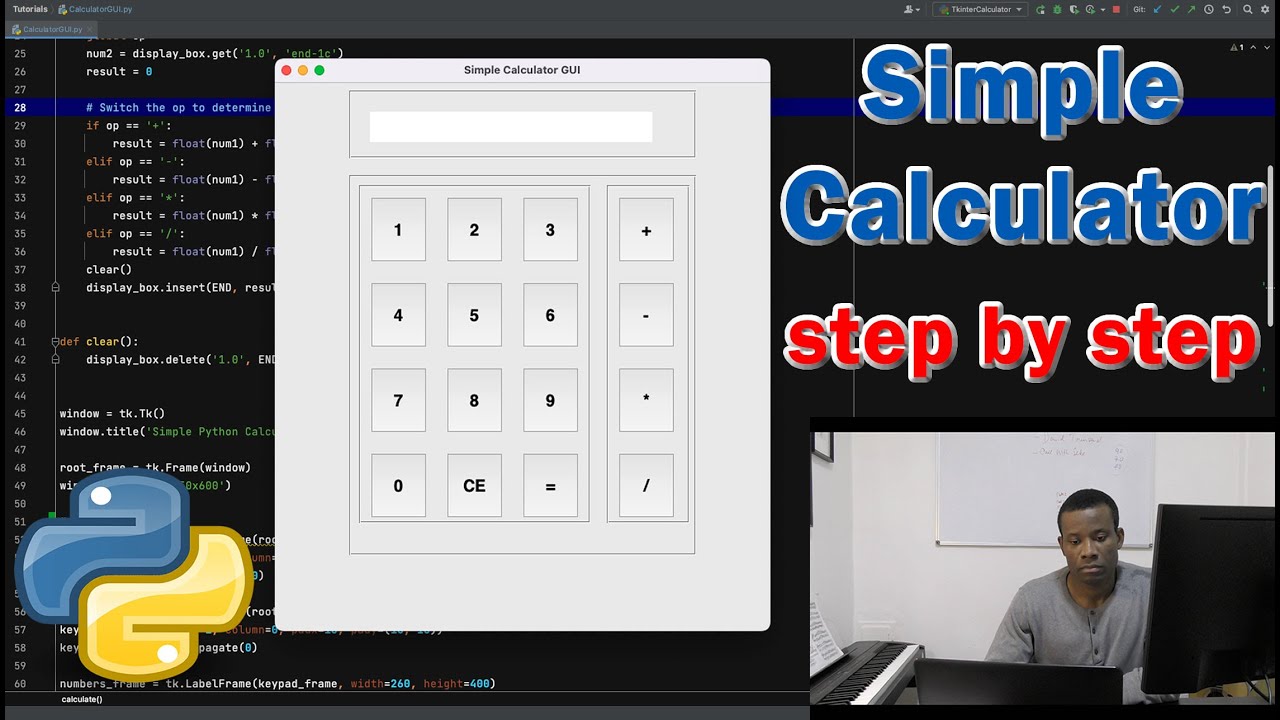 Simple Gui Calculator In Python With Tkinter Step By Step Tutorial