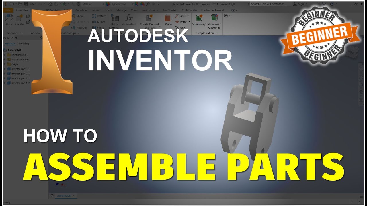 Inventor How To Assemble Parts Tutorial Youtube