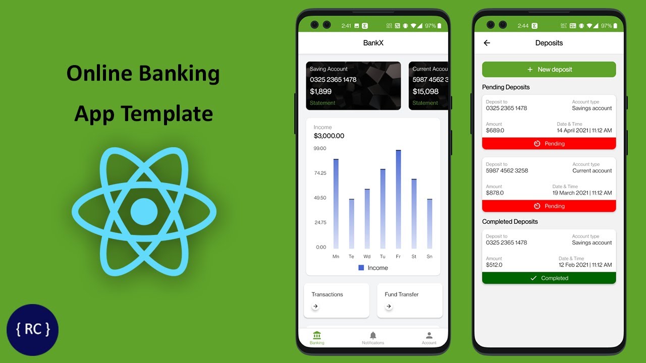 Online Banking App Ui In React Native Youtube