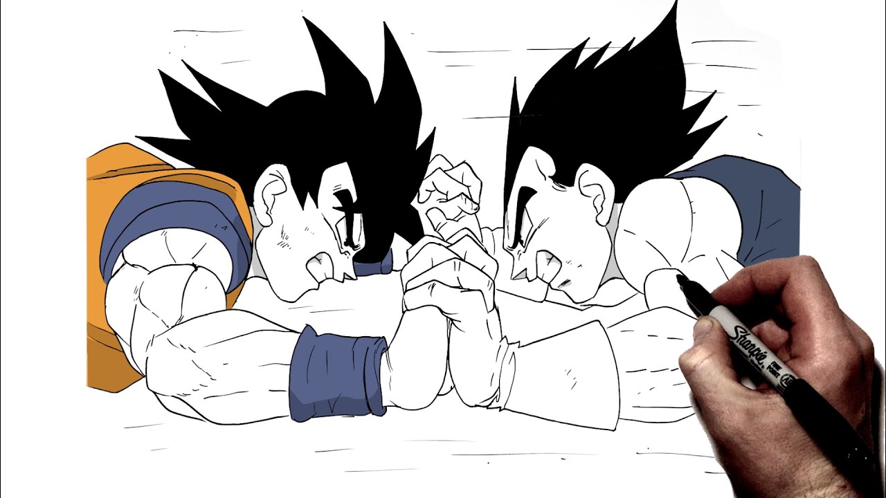 Vegeta Vs Goku Drawing How To Draw Goku Vs Vegeta Ssj Blue Step By