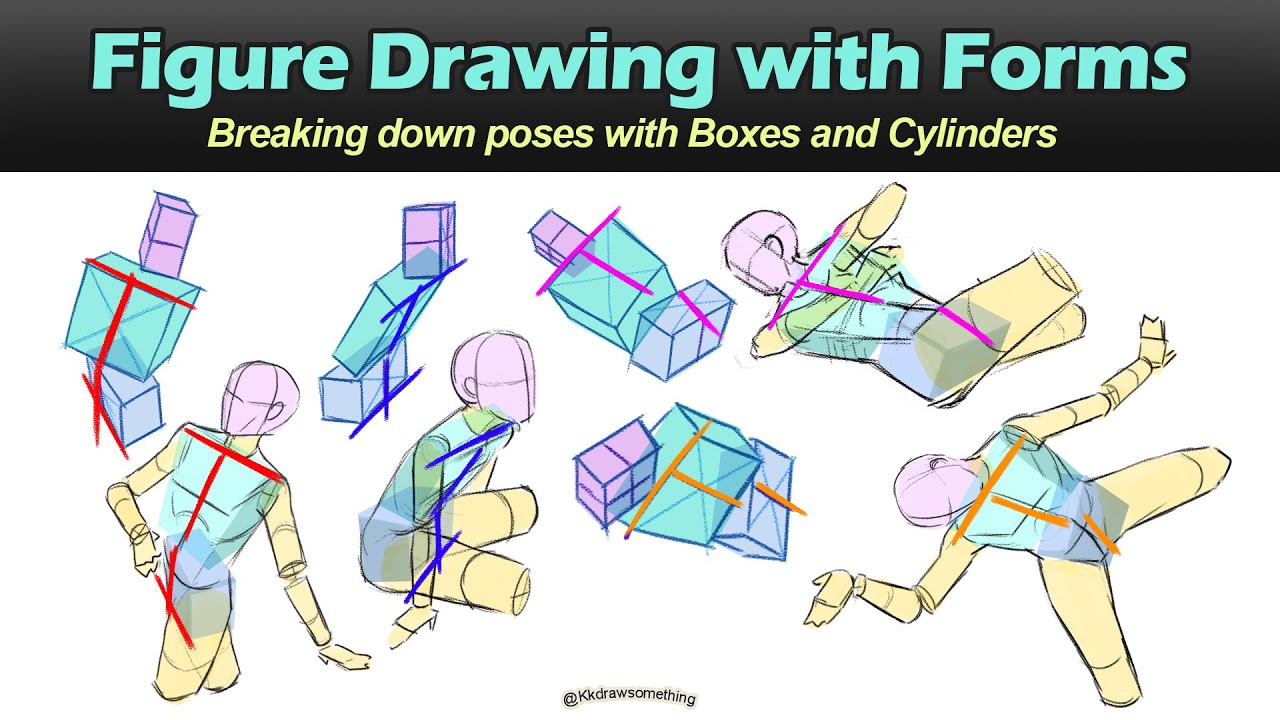 Figure Drawing With Forms Breaking Down Poses With Boxes And Cylinders