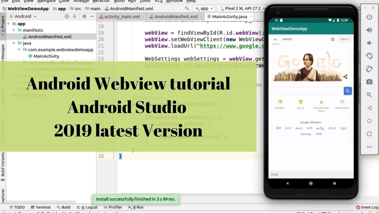 Android Studio Webview App Tutorial Android Studio Simple Webview